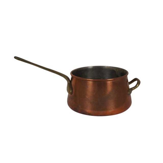 Vintage French Copper Sauce Pot Saute Pan Cookware Brass Handles | Chairish