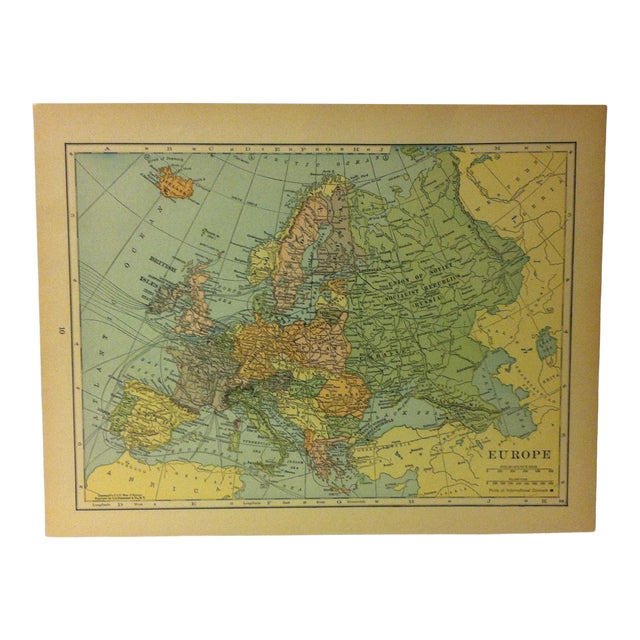 1930s Reference Atlas of the World Map "Europe" | Chairish