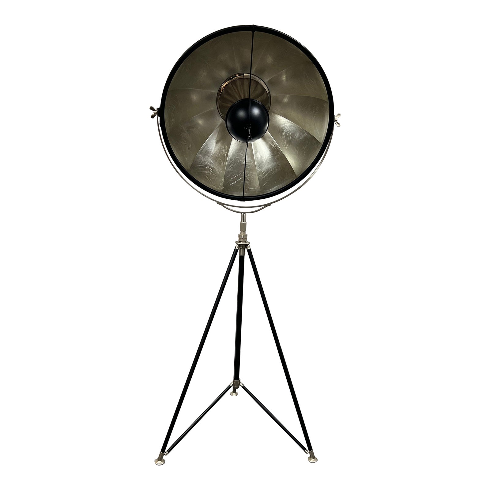 Fortuny Studio 76 Tripod Floor Lamp, Black With Silver Leaf | Chairish
