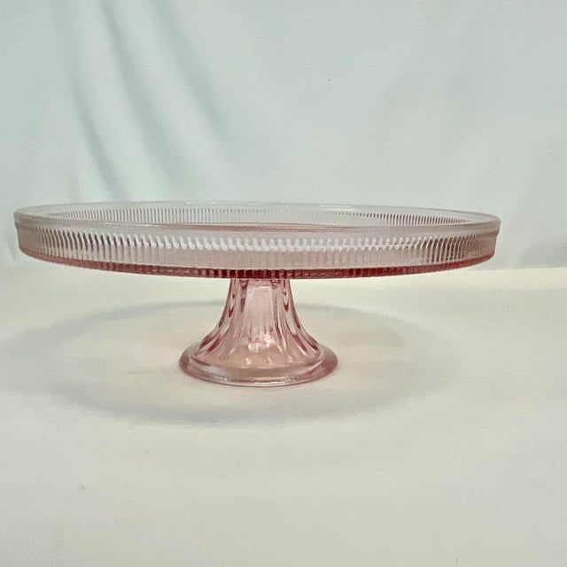 Antique Hollywood Regency Indiana Glass Co Pressed Pink Glass Pedestal ...