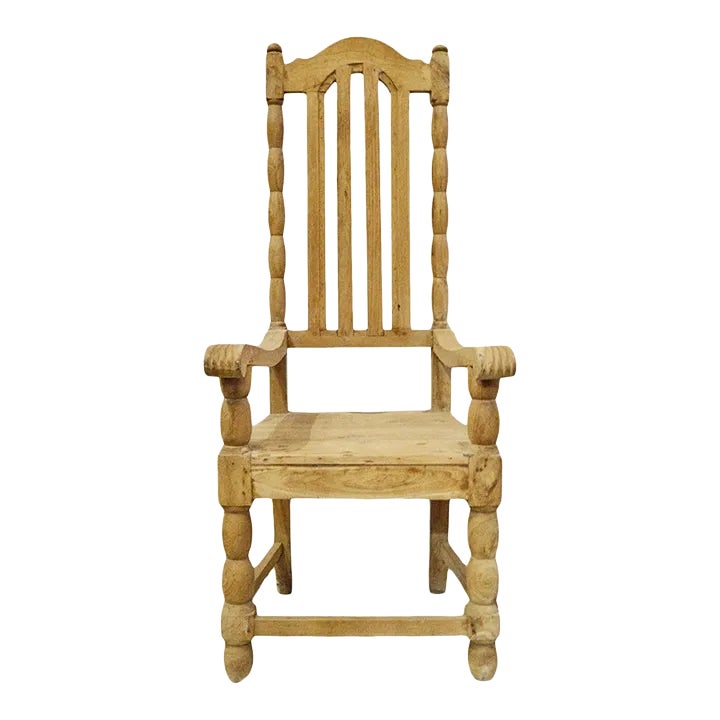 Vintage Colonial Tall Back Dining Arm Chair | Chairish