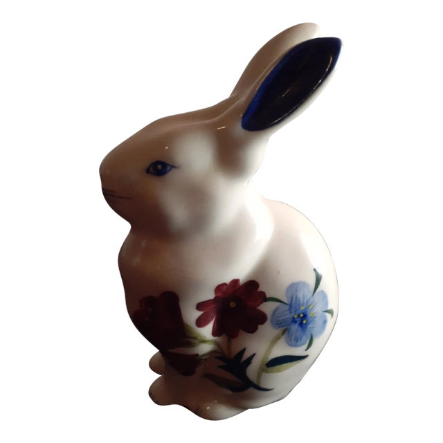 1970s Handpainted Ceramic Bunny Figurine Likely Made in Italy | Chairish