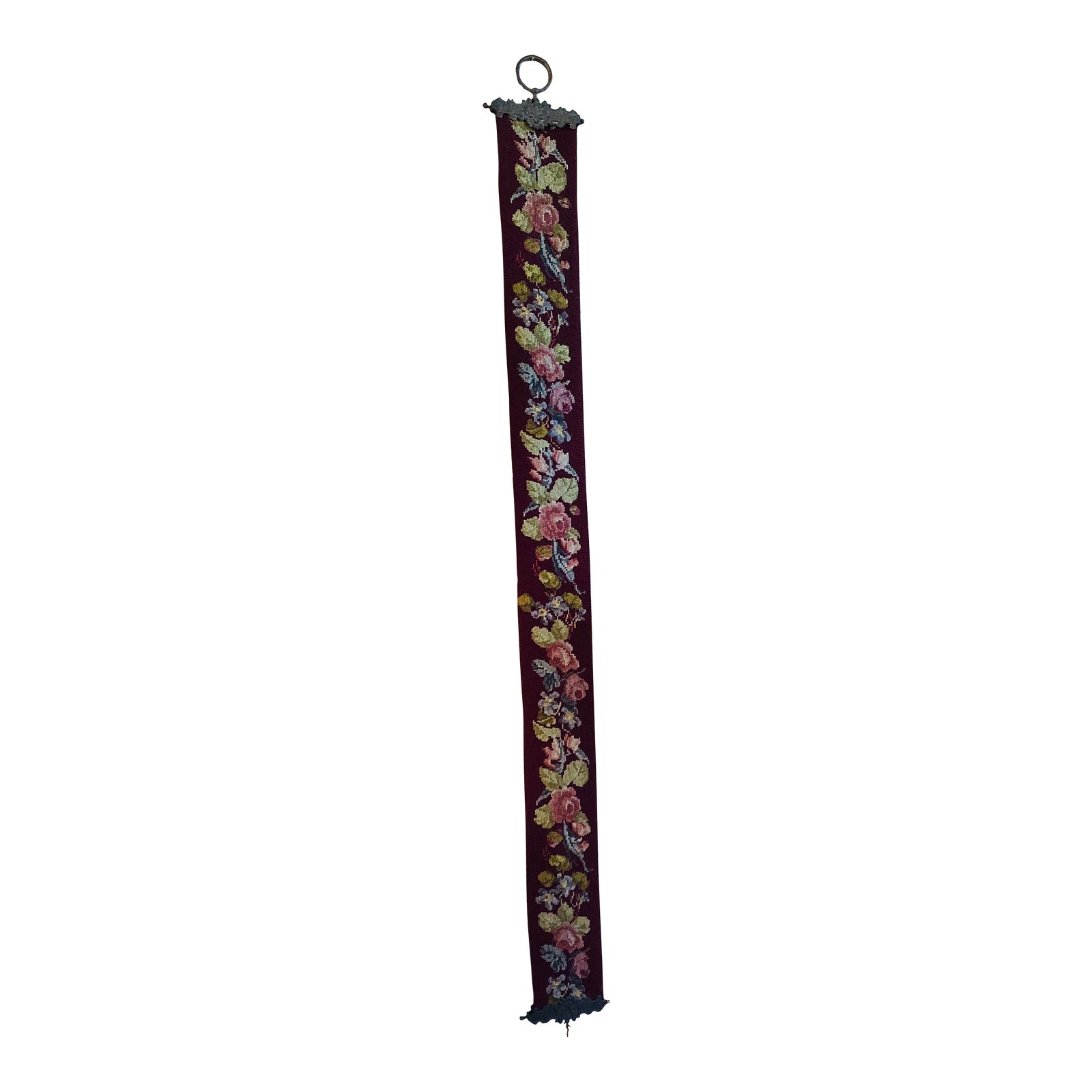 1920s Victorian Needle Point Bell Pull Tapestry | Chairish