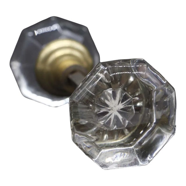 Pair of Mid 20th Century Glass Octagon Mercury Center Door Knobs | Chairish