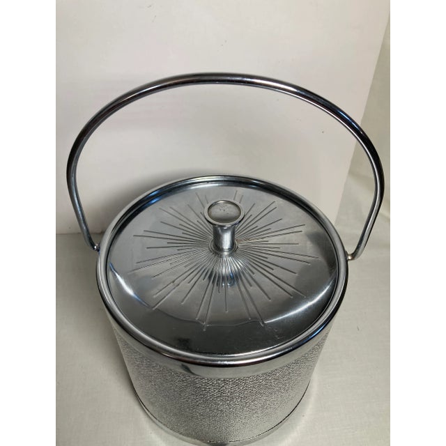 Vintage Mid-Century Modern Chrome Metal Atomic Starburst Lid Ice Bucket ...