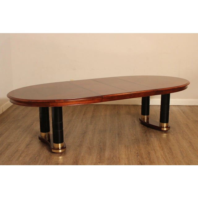 1980s Stanley Empire Style Extendable Oval Cherry Dining Table | Chairish