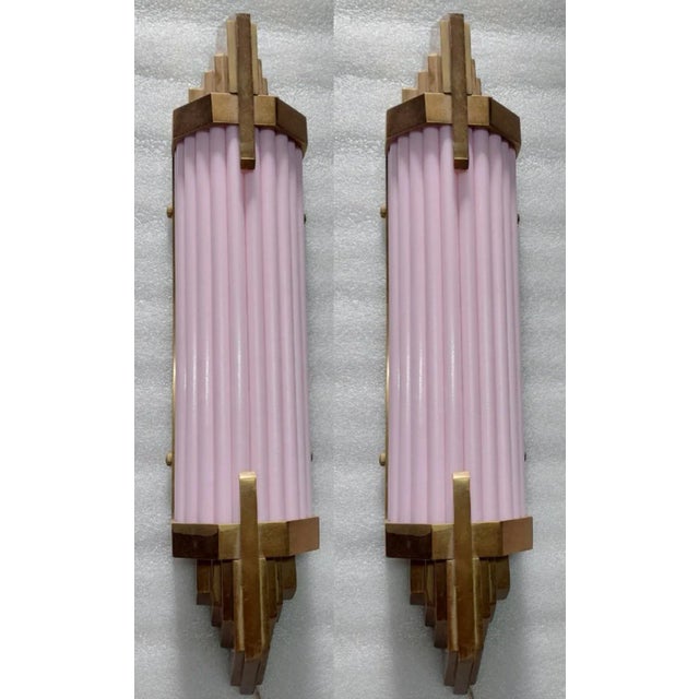 Pair Skyscraper Vintage 1940s Art Deco Wall Sconces Fixture Brass ...