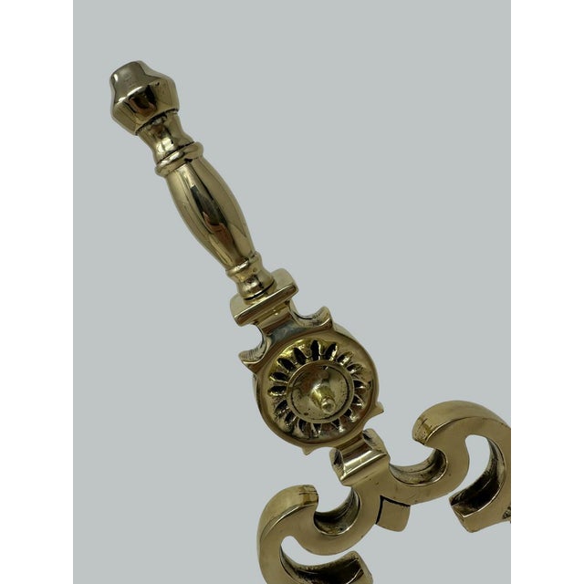 Antique Pair English Country House Victorian Brass Fireplace Fire Dogs ...