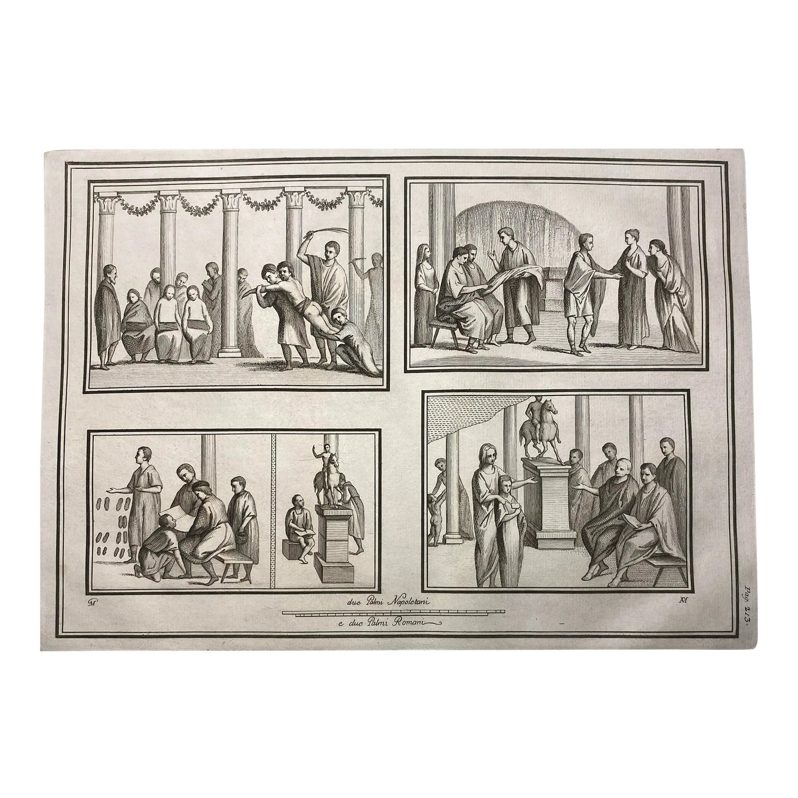1762 Classical Engraving of Roman Market Scenes | Chairish