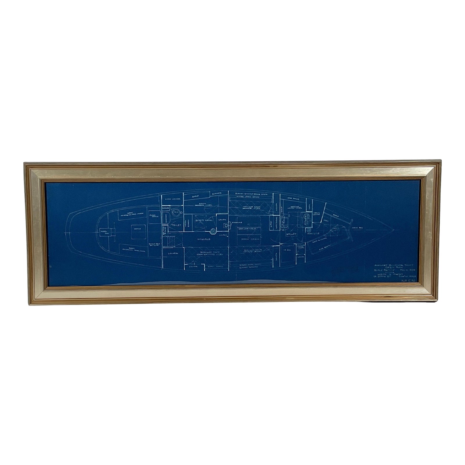 Cabin Plan Blueprint of the Yacht “Spirit” | Chairish