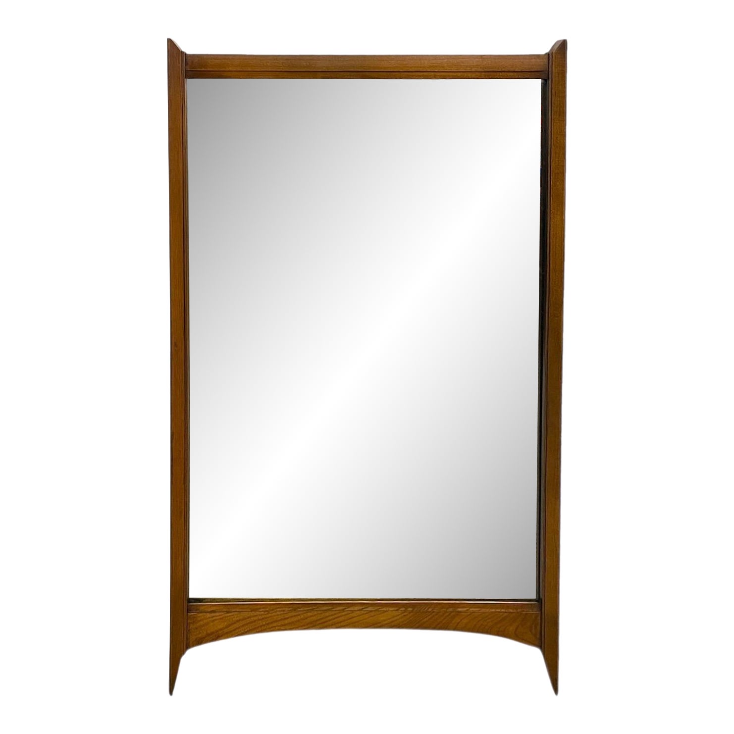 Mid-Century Modern Wall Mirror With Sculpted Wood Frame | Chairish