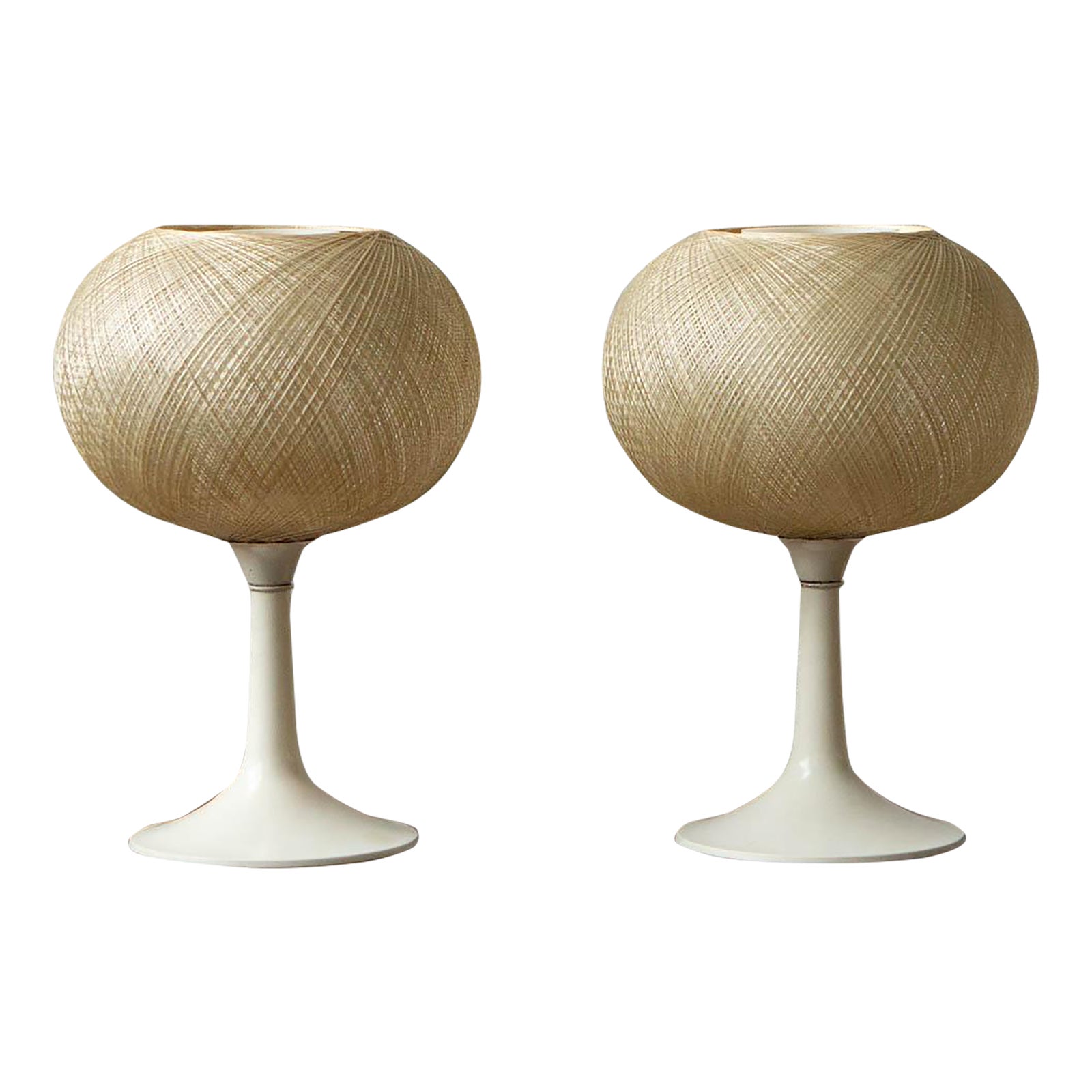 Vintage Mid-Century Spun Fiberglass Table Lamps - Set of 2 | Chairish
