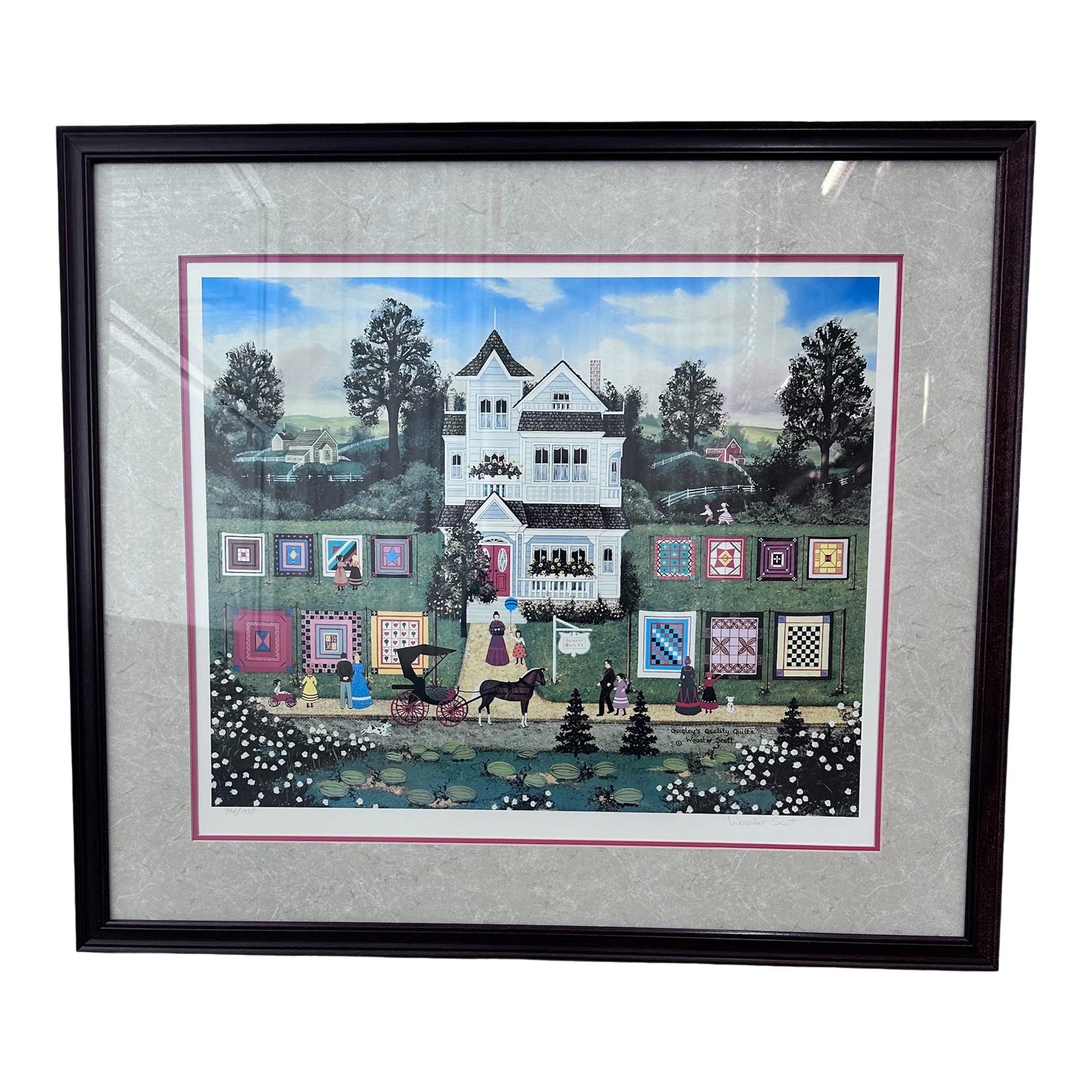 90s Jane Wooster Scott Lithograph Quigley's Quality Quilts Framed Coa ...