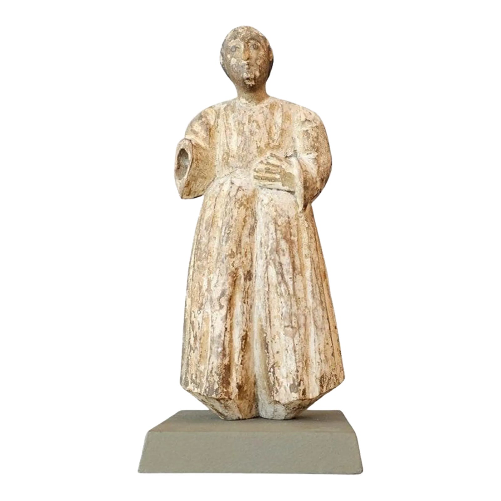 18th/19th Century Spanish Colonial Carved Painted Santo Figure | Chairish