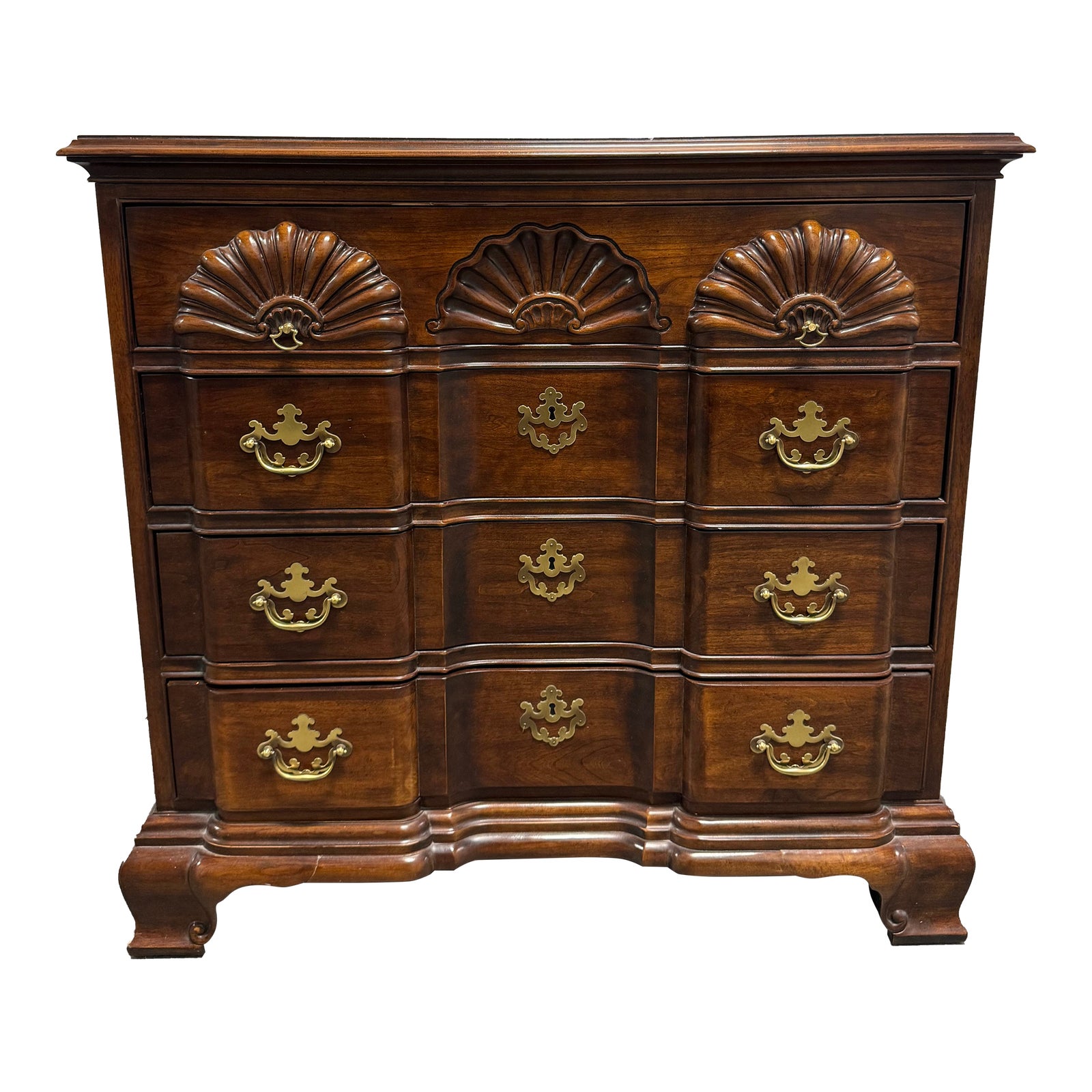 Drexel Chippendale Cherry Block Front Goddard Chest | Chairish
