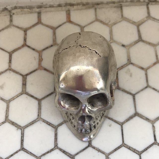 Vintage Silver Metal Skull | Chairish