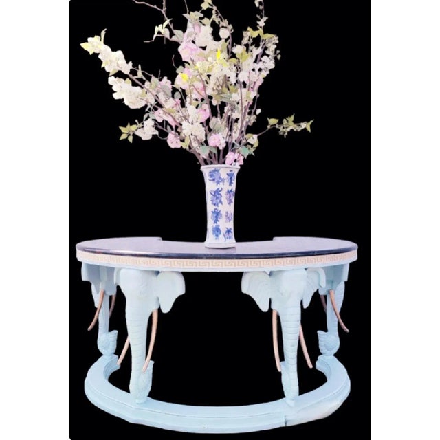 Vintage Gampel Stoll Custom Painted Pale Blue Gold Greek Key Kidney ...