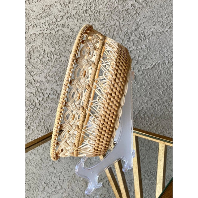 Circa 1960 Delicately Handwoven Rattan & Raffia Rounded Corner Square ...