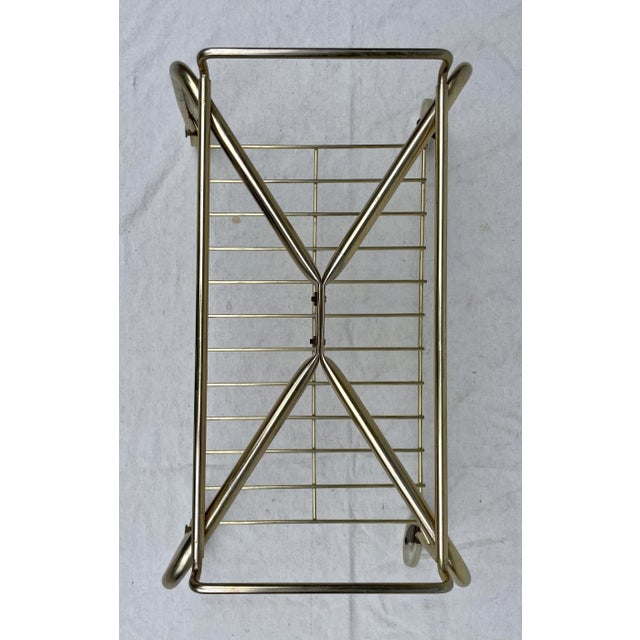 Mid-Century Modern Gold Metal Rolling Record Display Cart | Chairish