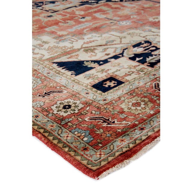 Exquisite Rugs Fine Serapi Hand knotted Wool Red/Multi Rug-6'x9' | Chairish