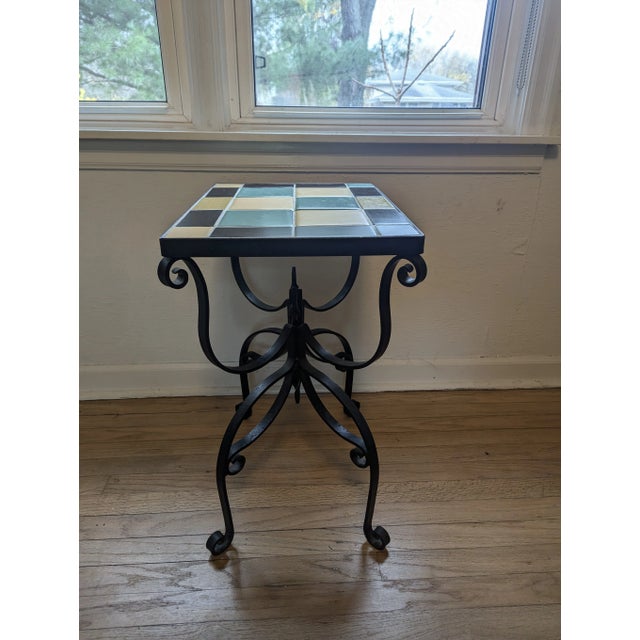 1940s California Tile Top Iron Table | Chairish