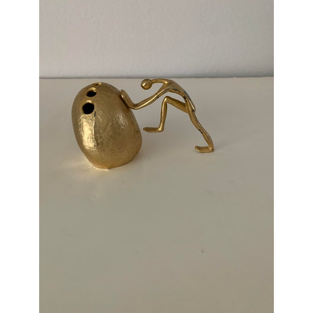Modernist Man Pushing Boulder Bookend Sculpture Paperweight Pencil ...
