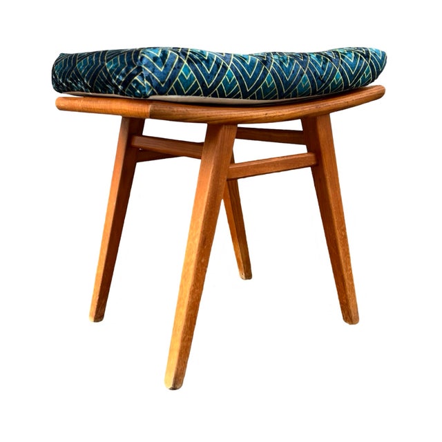 Japanese Zydel Upholstered Stool After Renovation, Germany, 1960s ...