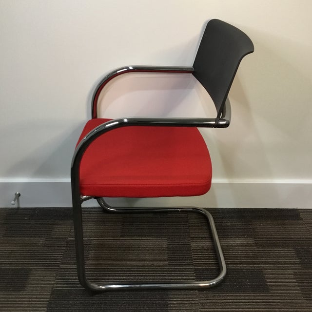 Knoll Moment Armchair with Red Upholstery | Chairish