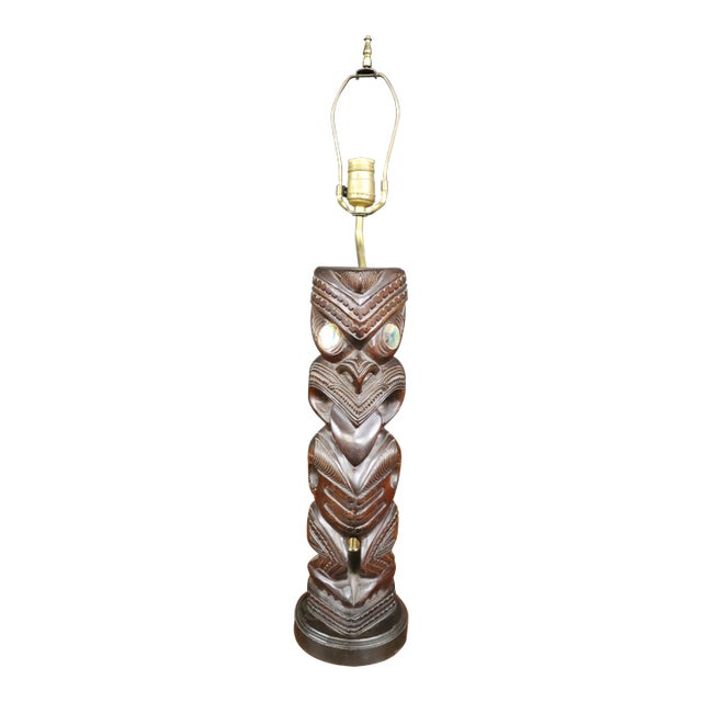 Witco Carved Tiki Lamp | Chairish