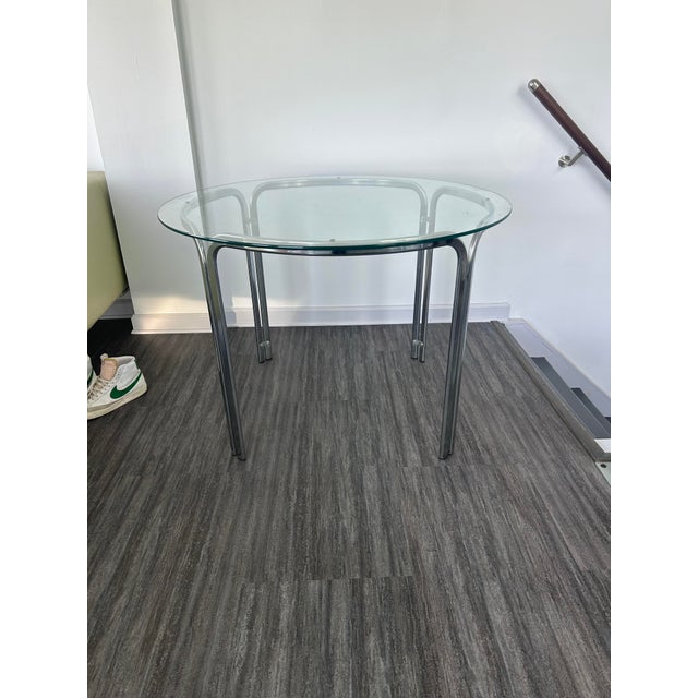 1970s Gaston Rinaldi Italian Glass Table and Chrome Chair Set | Chairish