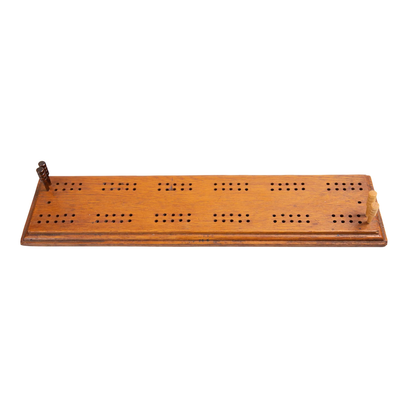 Antique English Oak Cribbage Game Board | Chairish