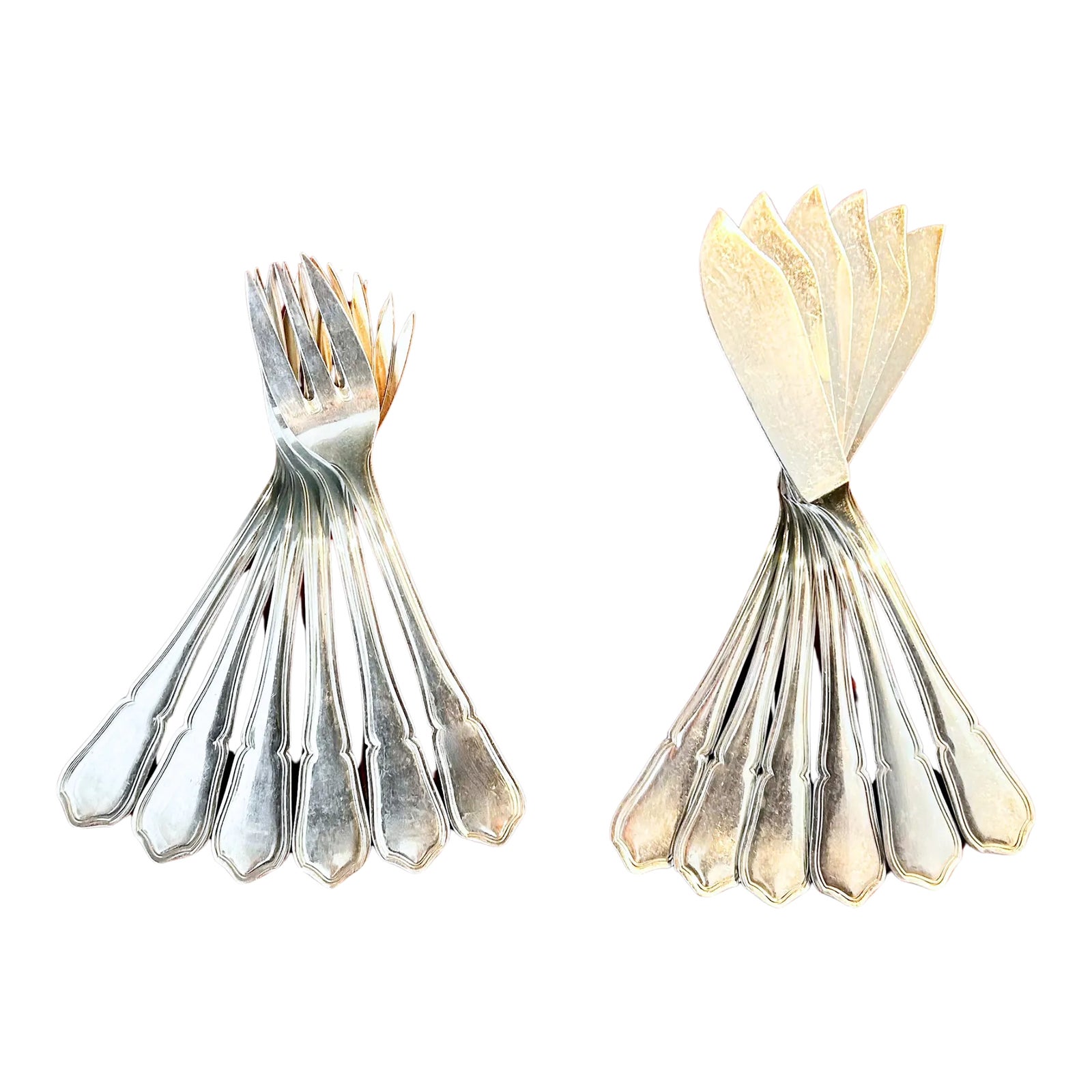 12 Piece French Silver Plated Fish Cultery by Sfam L’Orfèvrerie De ...