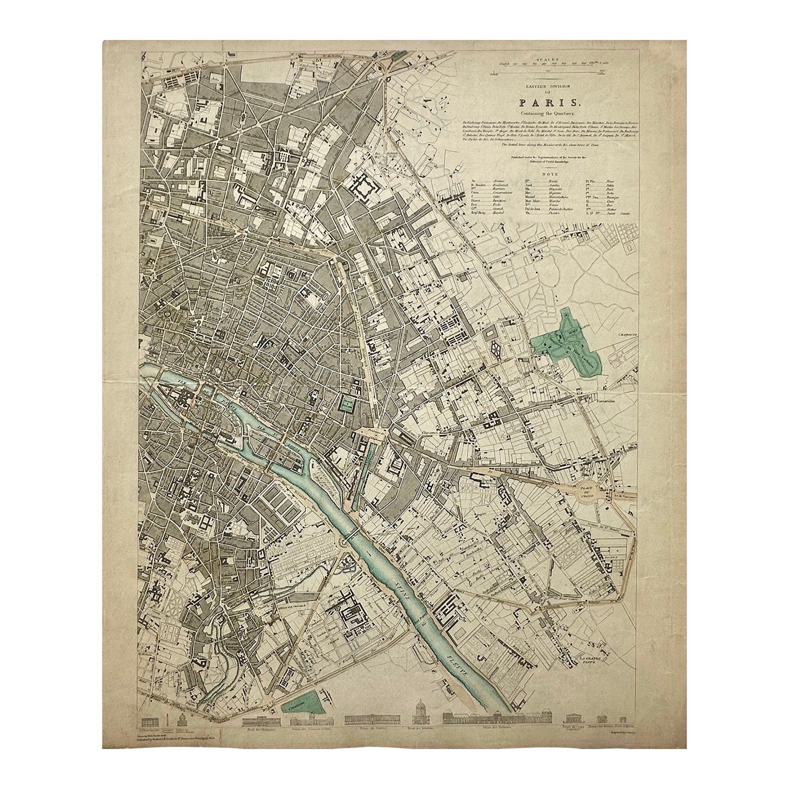 Paris, Eastern Division, Original Map, Circa 1834 | Chairish