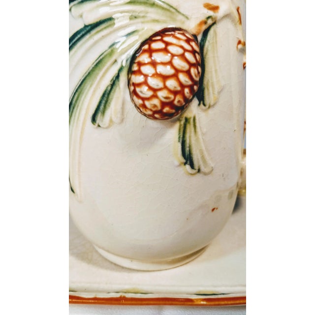 Vintage Pine Cone Pottery Pitchers & Platter Serveware | Chairish