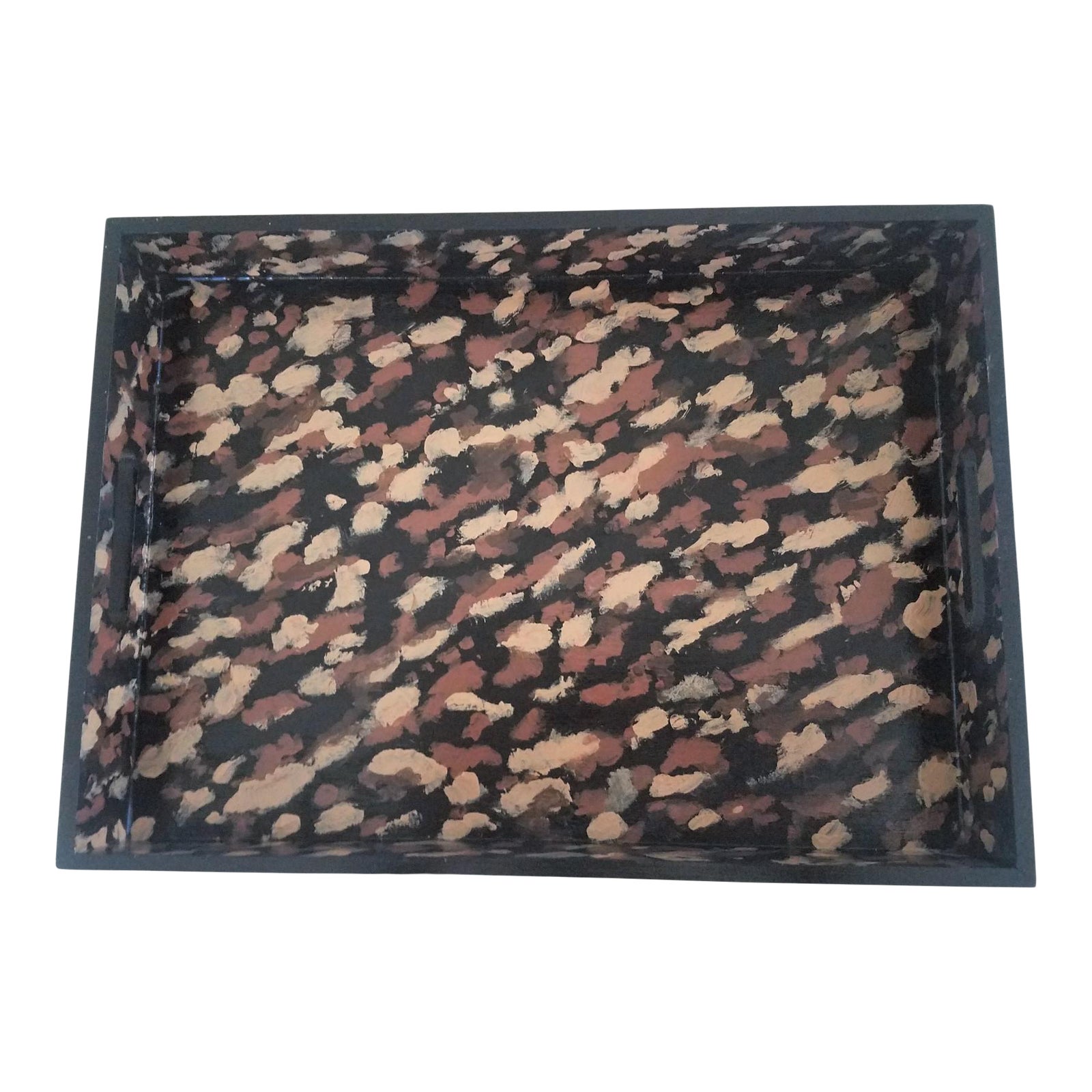 Christine Frisbee Tortoise Shell Print Hand Painted Serving Tray | Chairish