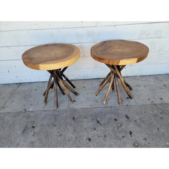 1990s Two Wooden Side Tables - a Pair | Chairish
