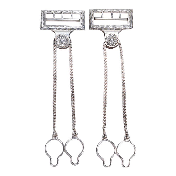Antique 19th Century Gorham Sterling Silver Suspender Buckles | Chairish