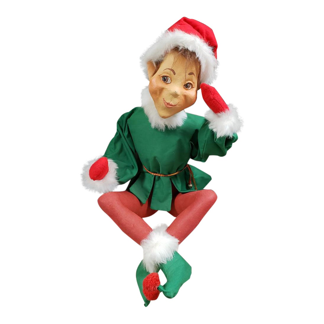 Large Vintage Window Display Bloomingdale's Sitting Santa Elf | Chairish