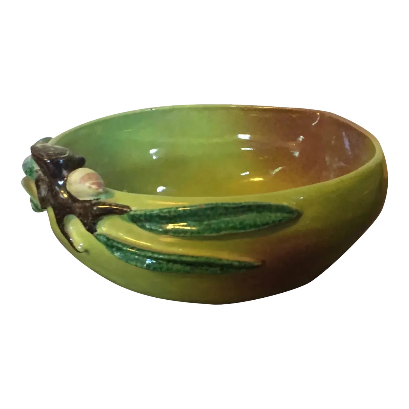 Early 20th Century Chinese Export Pottery Mango Form Fruit Bowl | Chairish