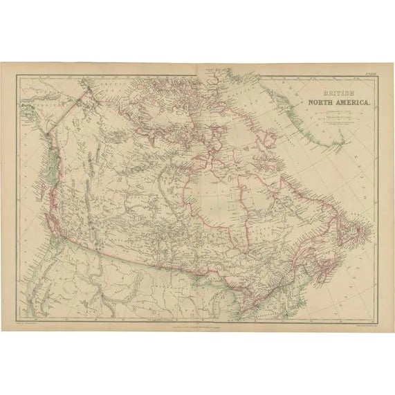 Antique Map of British North America by W. G. Blackie, 1859 | Chairish