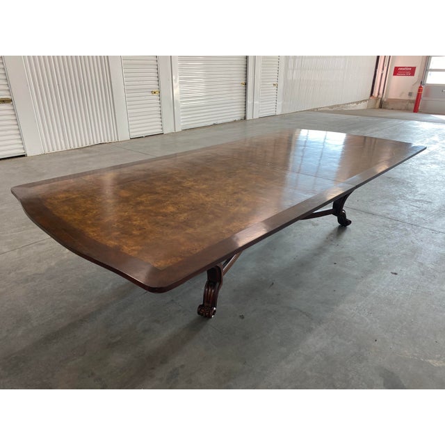 Traditional Dining Table By Baker Furniture Burlwood Brass Inlay Chairish