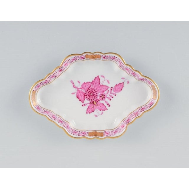 Small Pink Indian Porcelain Pieces with Purple Flowers from Herend, Set ...