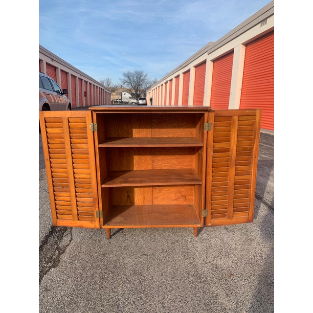Mid 20th Century Mid Century Modern Two Shelf Cabinet With Louvered ...