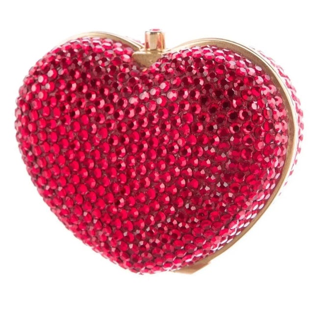 90s Judith Leiber Heart Pillbox Red Crystals Gold Plated Pill Box ...