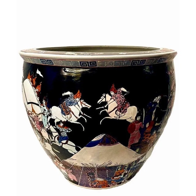 Mid 20th Century Large Chinese Export Famille Noire Storybook Fish Bowl ...