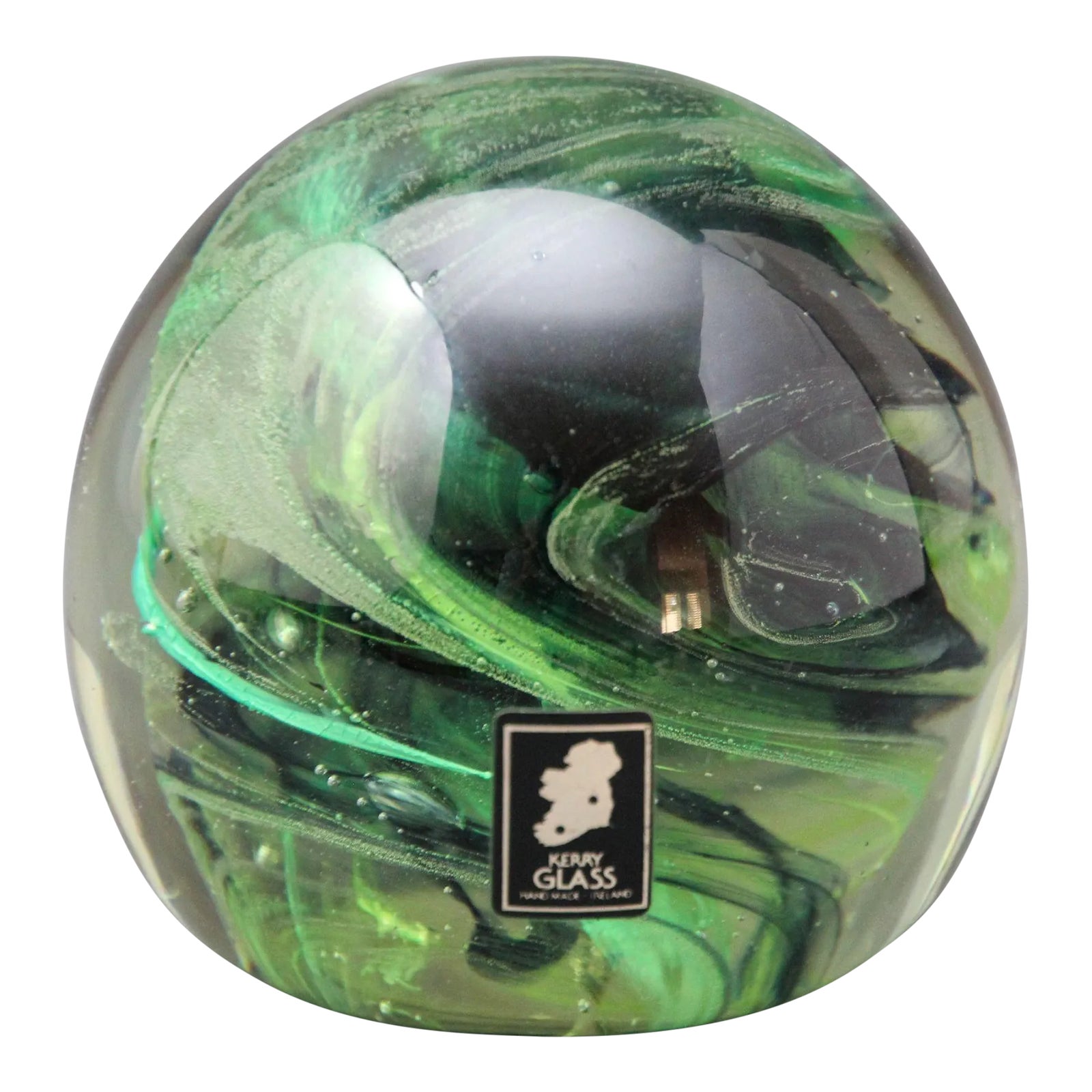 Kerry Irish Art Glass Paperweight Hand Blown in a Jade to Emerald Green ...