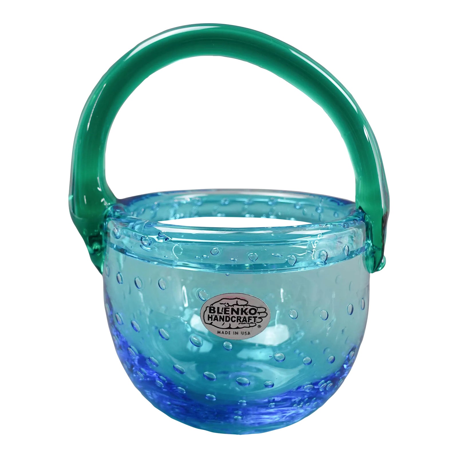 Blenko Handcraft Usa 2020 Limited Edition Blue & Green Glass Bubble ...
