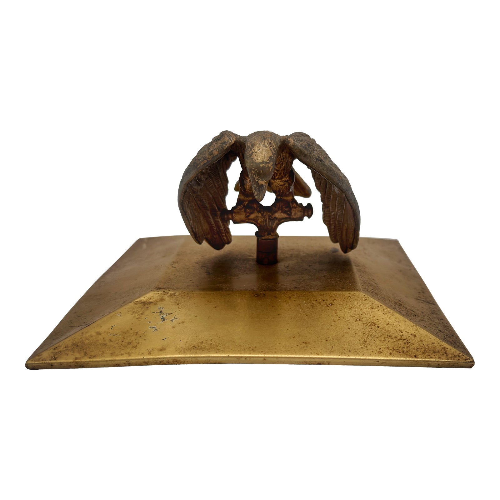Vintage Brass Eagle Flagpole Finial on Pyramid Base, Mid-Century ...