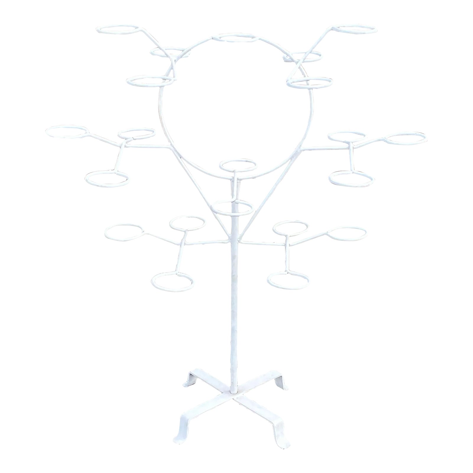 Mid-Century Rotating Wrought Iron 21 Ring Plant Stand | Chairish