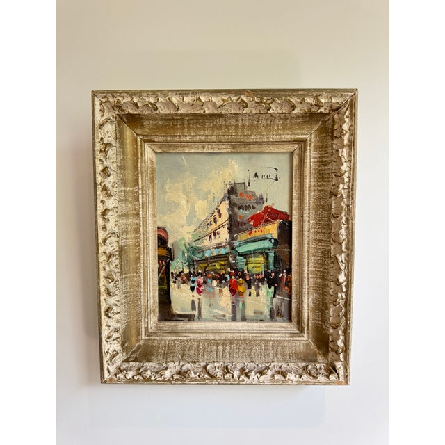 Mid 20th Century Framed Parisian Street Scene Oil Painting by Antonio ...